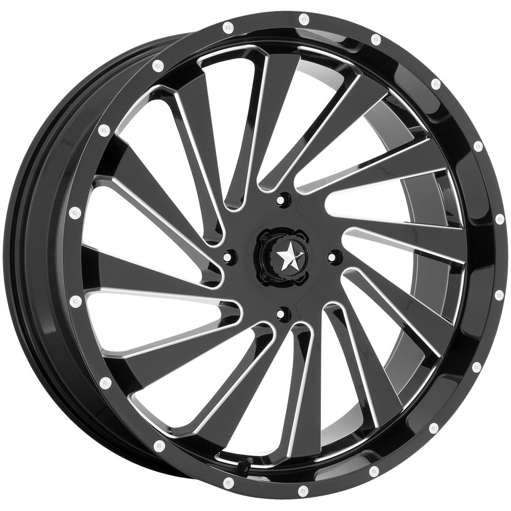 (Set of 4) MSA Offroad M46 Blade 24x7 4x137 Black/Milled Wheels Rims 24 ...