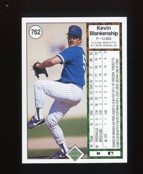 1989 UPPER DECK #762 KEVIN BLANKENSHIP ROOKIE RC CHICAGO CUBS | eBay