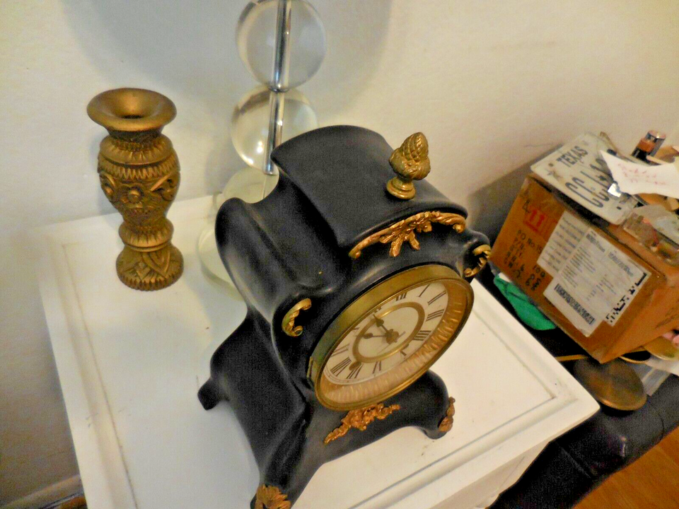Antique USA WATERBURY & ANSONIA Key Wound Time Clock, Cast IRON Case | eBay