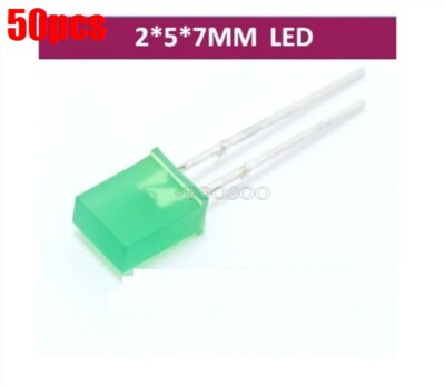 50Pcs 2X5X7MM Rectangle Green Green Led Light Emitting Diode kq | eBay
