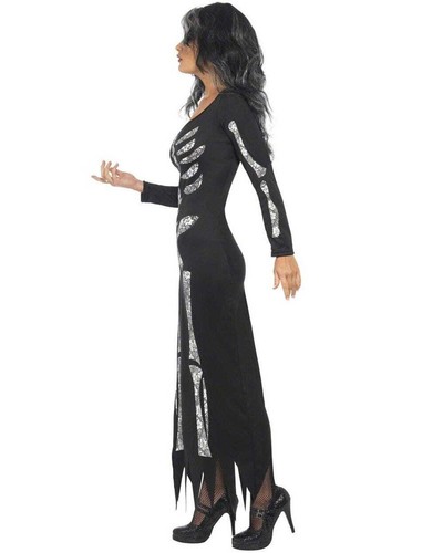 CL546 Ladies Skeleton Skull Scary Zombie Halloween Fancy Dress Up ...