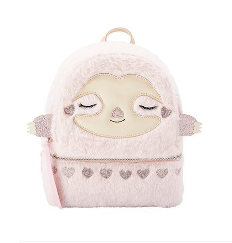Under One Sky pink sloth faux fur Shimmery mini Backpack -NWOT | eBay