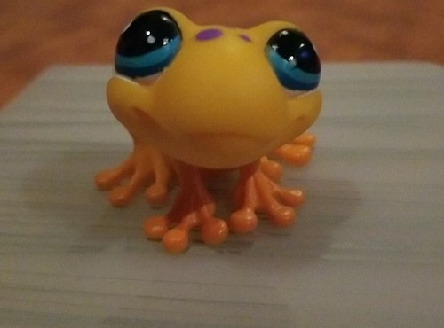Littlest Pet Shop #874 Orange Tree Frog With Purple Spots Teardrop Blue ...