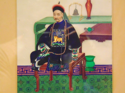 Pair of antique 1800's oreiginal Chinese nobleman painting on rice ...