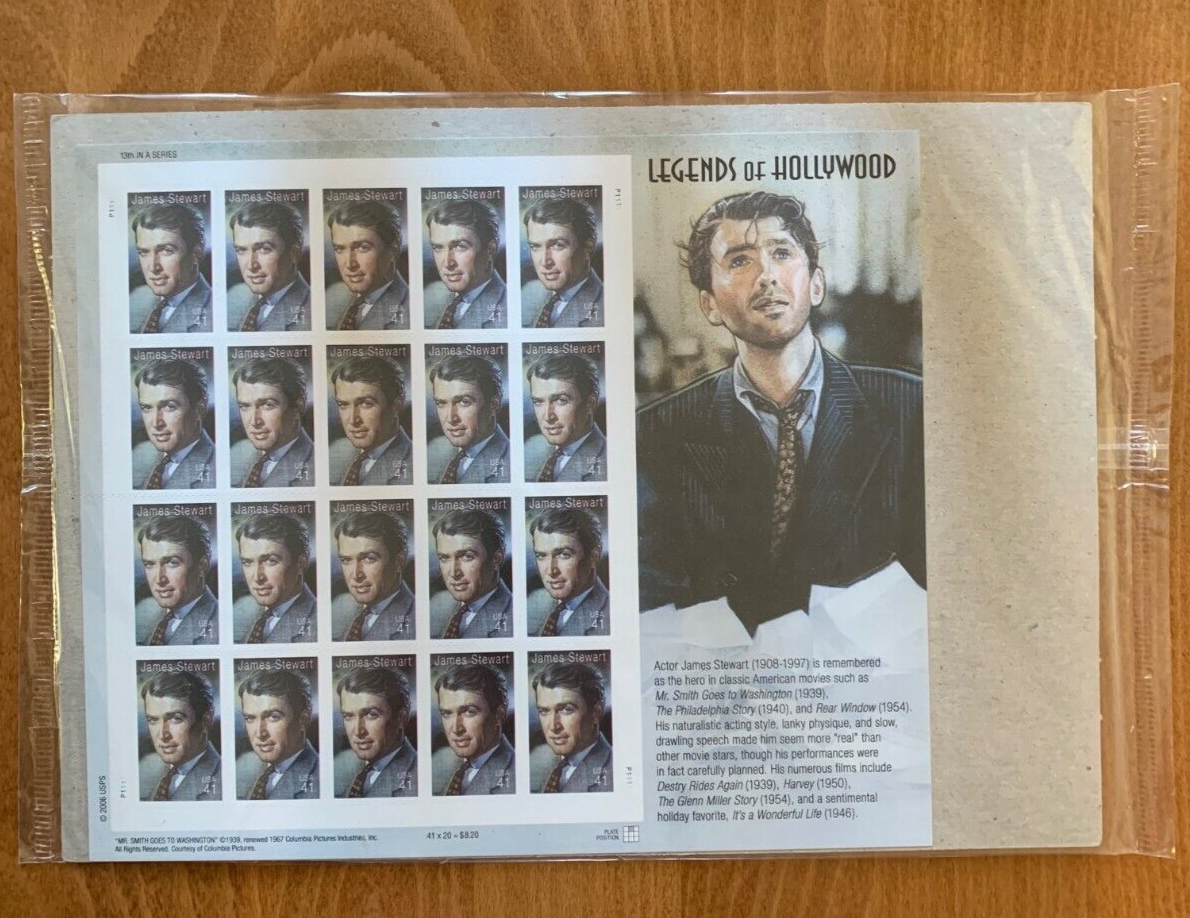 Scott 4197, A3190, 2007 USPS, James Stewart, $0.41, sheet of 20 | eBay