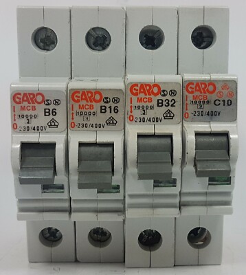 Garo Single Pole SP 1P MCB 6A 10A 16A 20A 32A 40A 50A 63A Amp Type B C ...