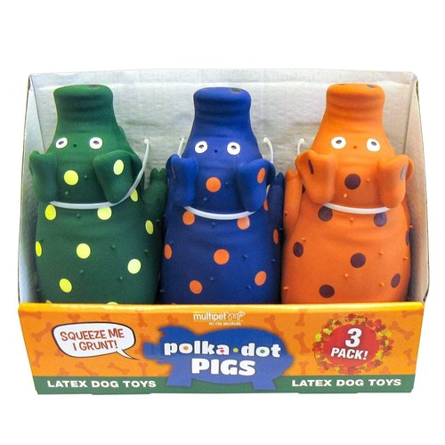 Multipet Polka-Dot Pigs Latex Dog Toys (3 Pack) - 980242143 for sale ...