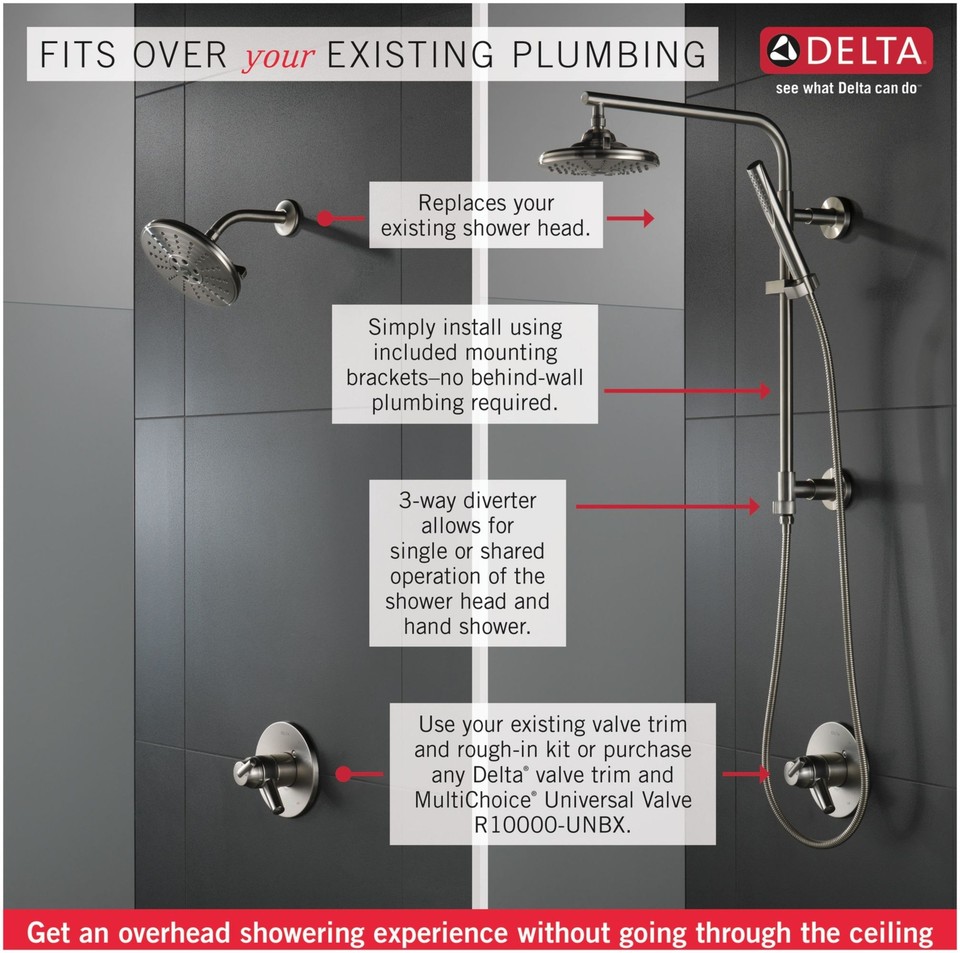 Delta 58410 Emerge 18" Angular Shower Column - Black | eBay