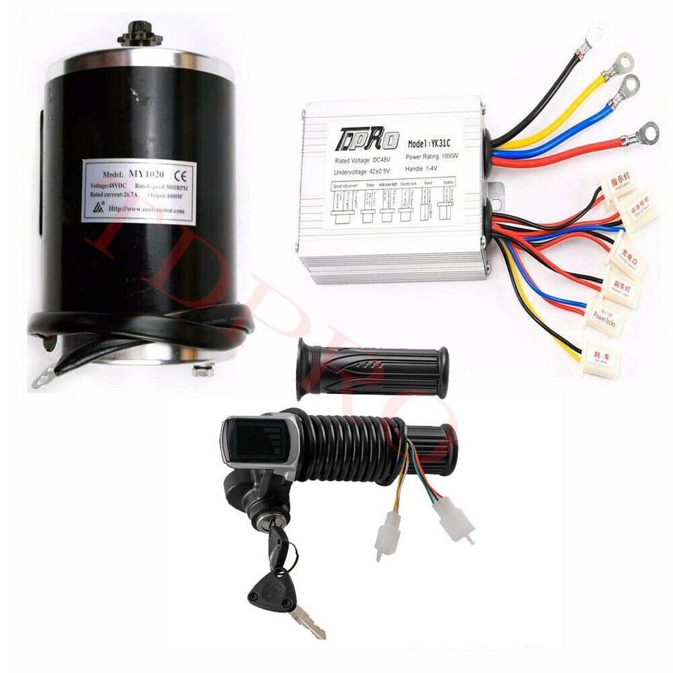 48V 1000W Brush Motor Kit Controller Throttle Electric Scooter E Bike ...