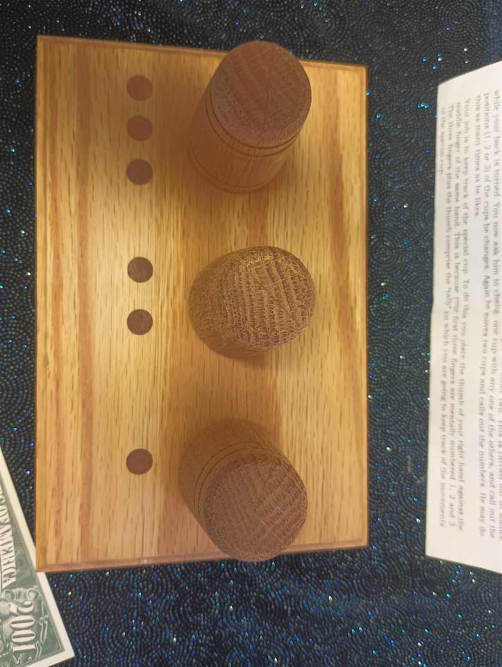 3 Cup Monte "Custom Money Cups" Solid Wood Inlaid Magic Trick ...