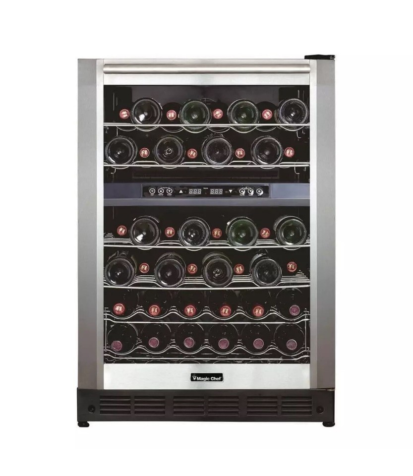 Magic Chef Dual Zone Wine Cooler - 44 Bottle Thermostat Control ...