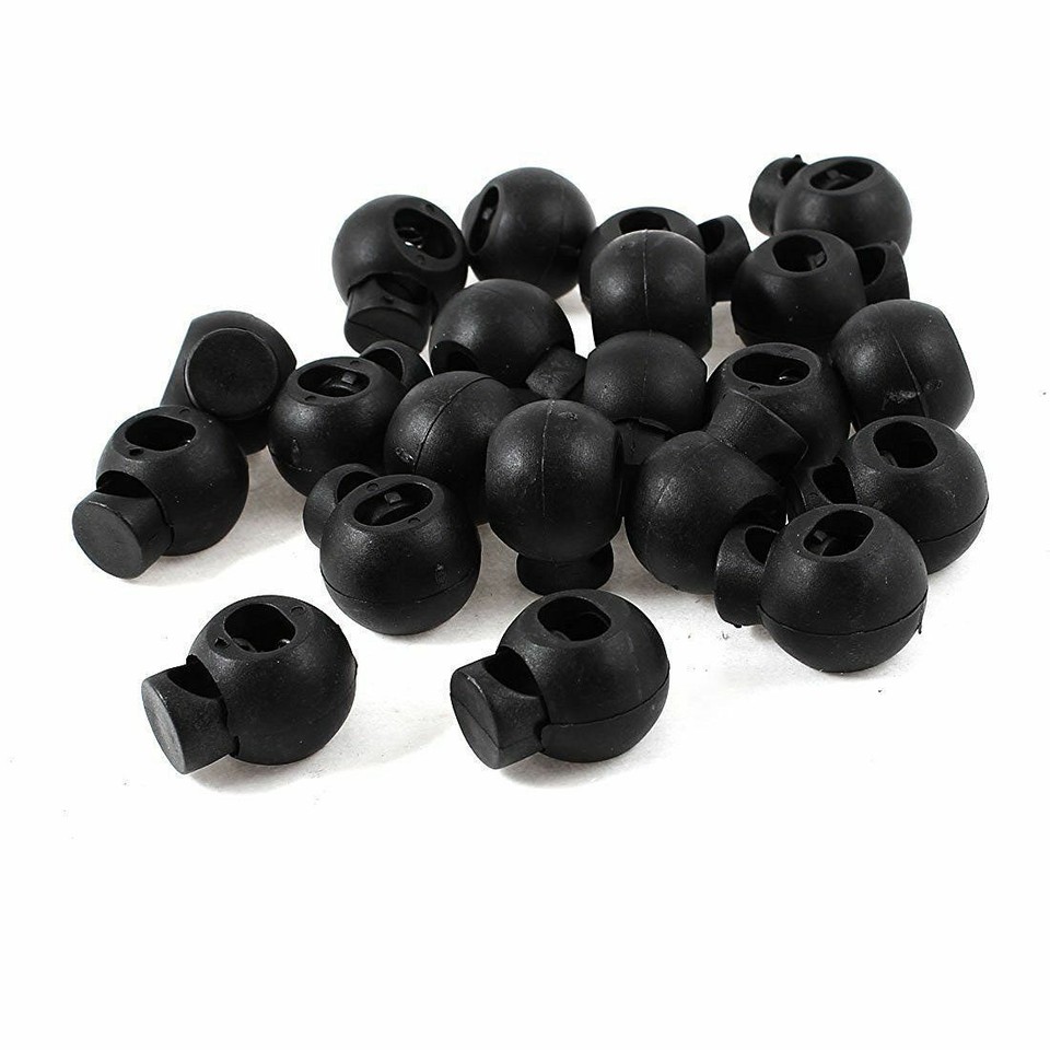 Black Round Plastic Toggles Cord Locks Single Hole Toggle Stoppers 10 ...