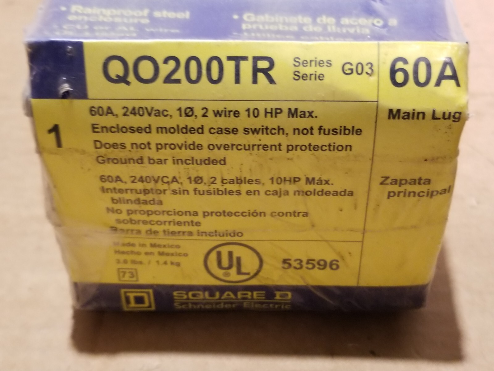 Square D - 60A 240V Enclosed Circuit Breaker Disconnect QO200TR | eBay