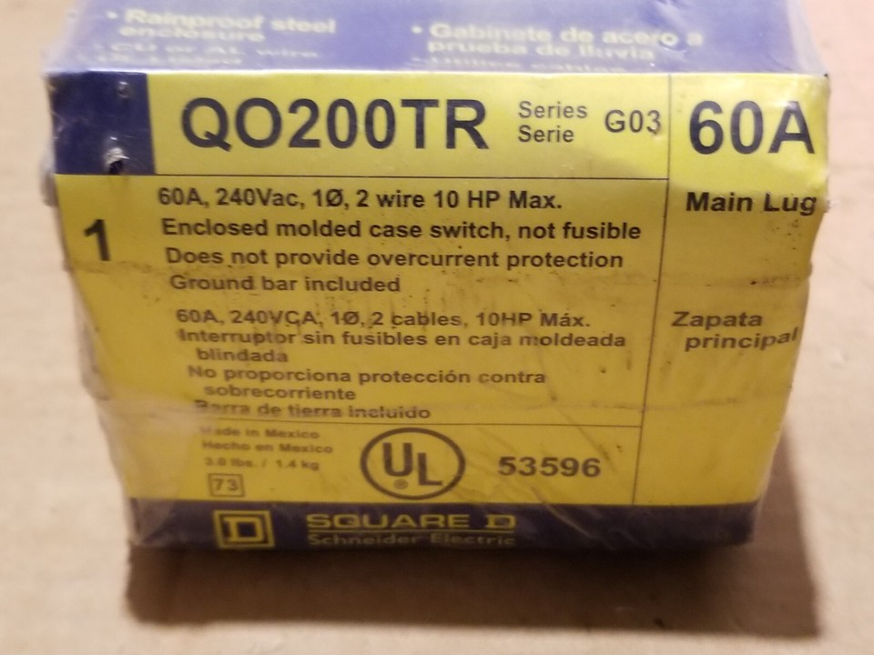 Square D - 60A 240V Enclosed Circuit Breaker Disconnect QO200TR | eBay