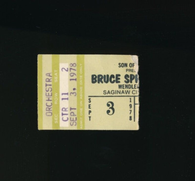 Sep 3 1978 ticket stub Bruce Springsteen Saginaw Civic Center Michigan ...