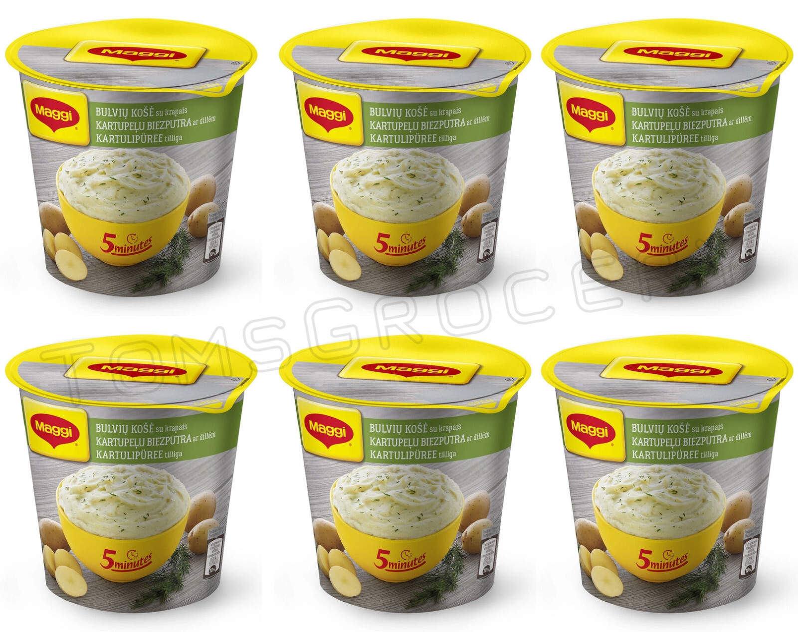 6 MAGGI Dill Flavor Instant Mashed Potato Puree Quick Prep Buckets 50g ...