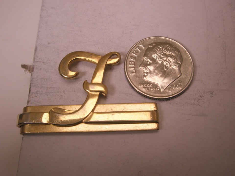 F Monogram Initial Letter Vintage SMALL Tie Bar Clip frank fred francis ...