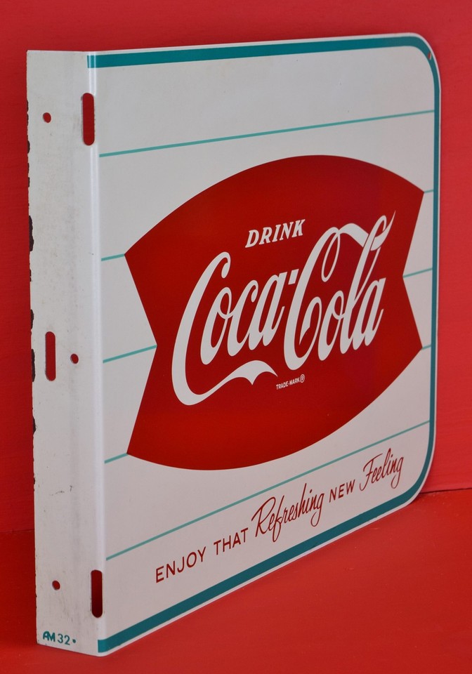 1960s Coca Cola Fishtail Flange Sign Refreshing Coke | eBay