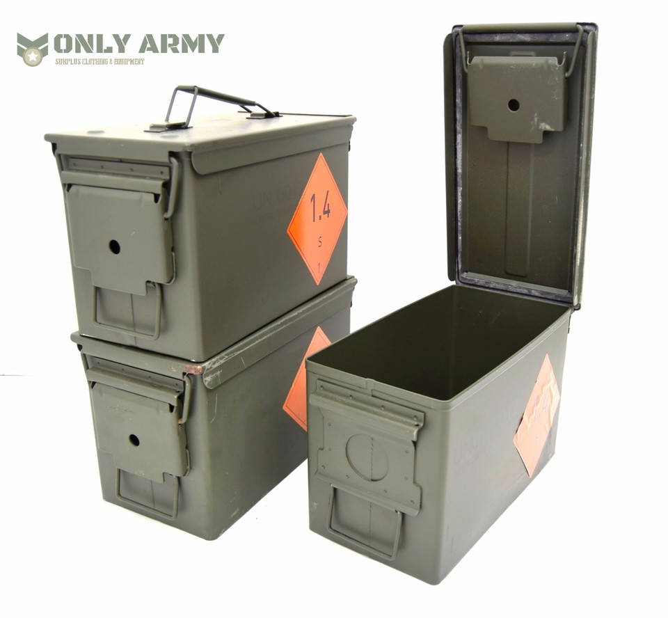 NEW British Army 50Cal Ammo Box Storage Ammunition Surplus Issue Tool ...