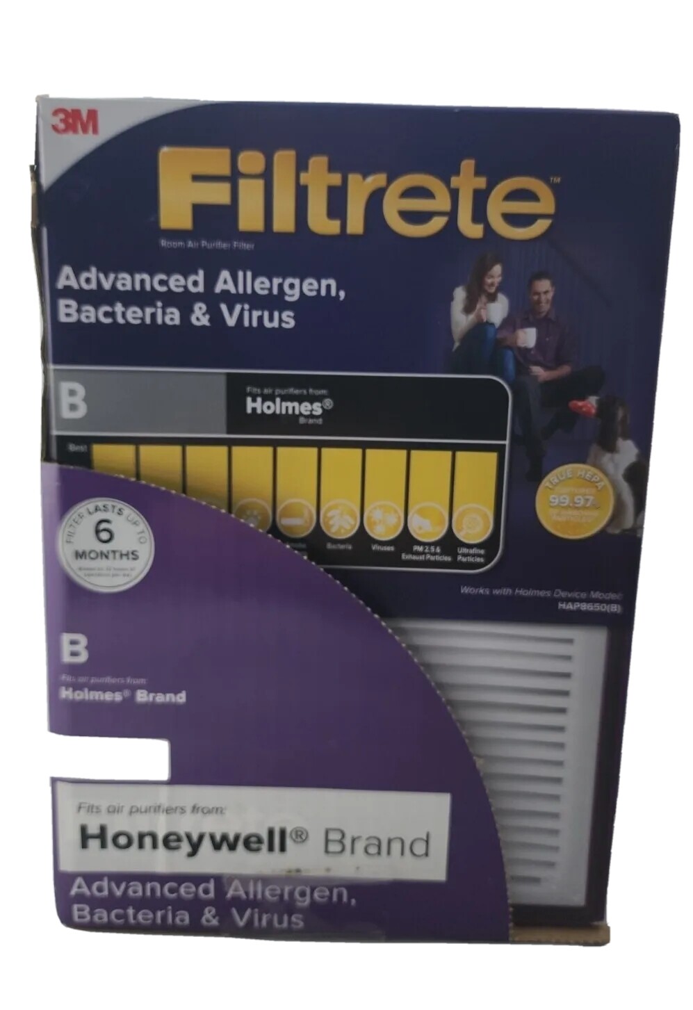 NEW 3M Filtrete HEPA Filter Size B Room Air Purifier for Holmes Brand ...