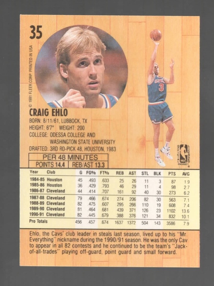 1991 Fleer #35 Craig Ehlo Mint | eBay