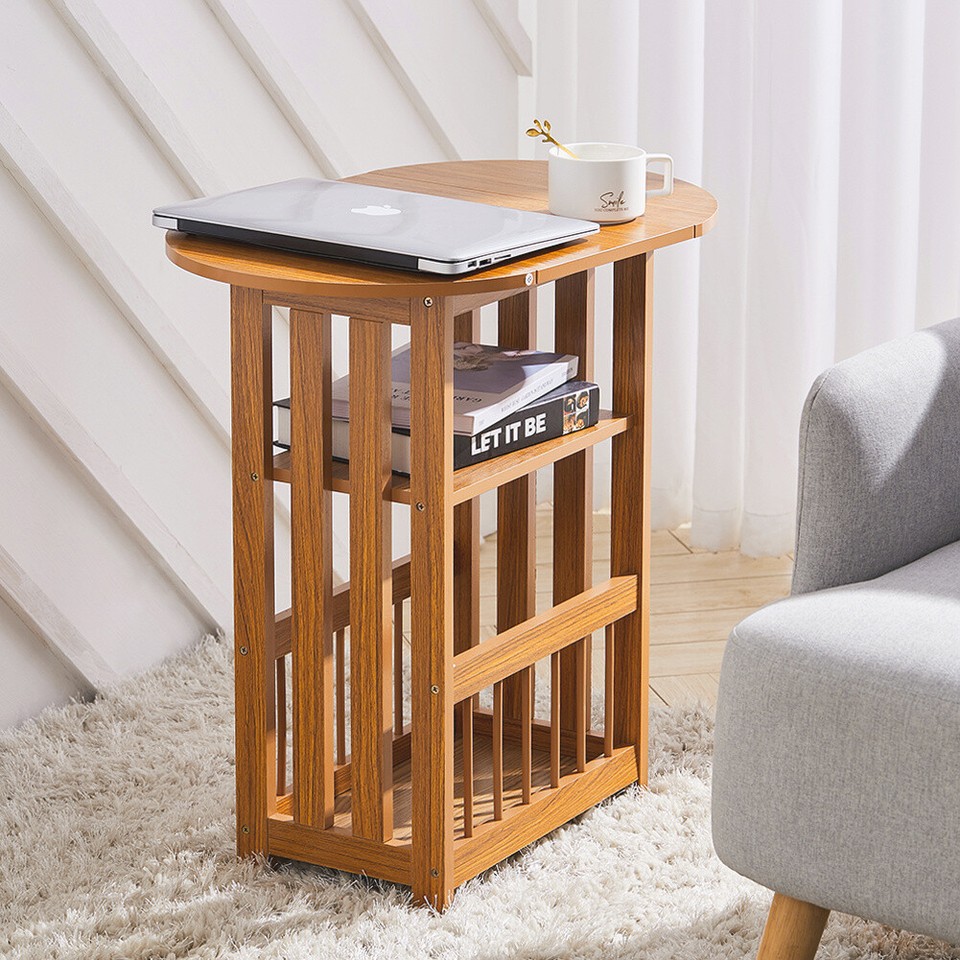 Small Magazine Rack Shelf Side Table Desk Wooden Coffee/Lamp/End ...