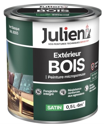 Peinture solvant spécial bois vert basque RAL 6005 satin 0.5L 12 ans ...