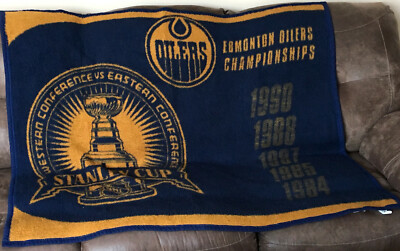 Rare Edmonton Oilers Official NHL Biederlack Stanley Cup Championships ...