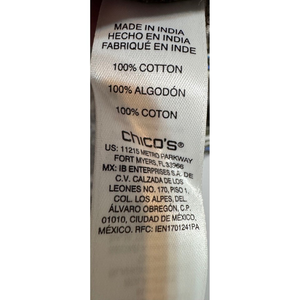 Chico's Artisanal Mosaic Tile Print Crochet Trim Top Size 2 Medium ...