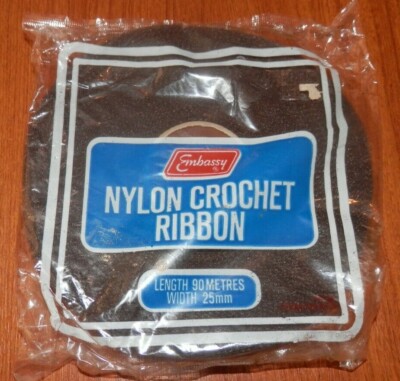 NYLON CROCHET KNITTING RIBBON - 90m x 25 mm - Embassy - BROWN | eBay ...