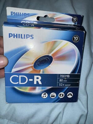Philips 52X 80min 700MB High Speed CD-R Blank 10-Disc Box “New” Old ...
