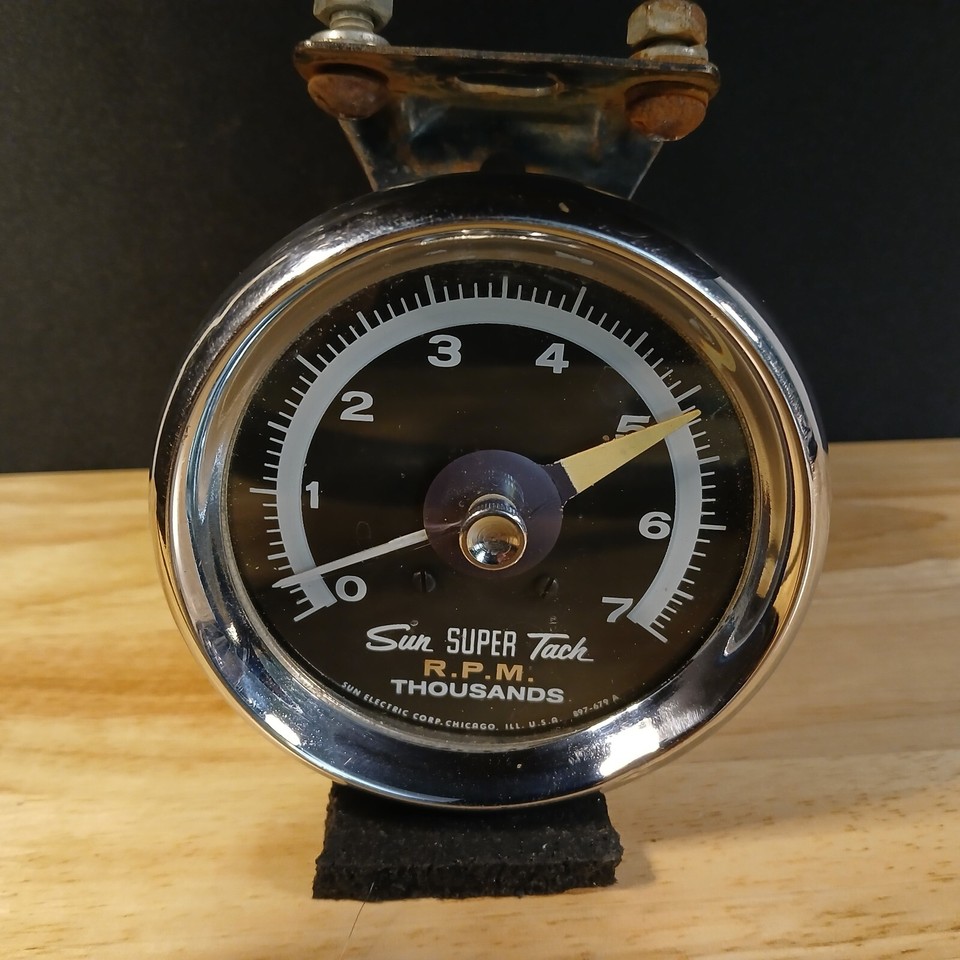 Vintage Chrome 7000 RPM Sun Super Tach Tachometer Accessory Hot Rod ...