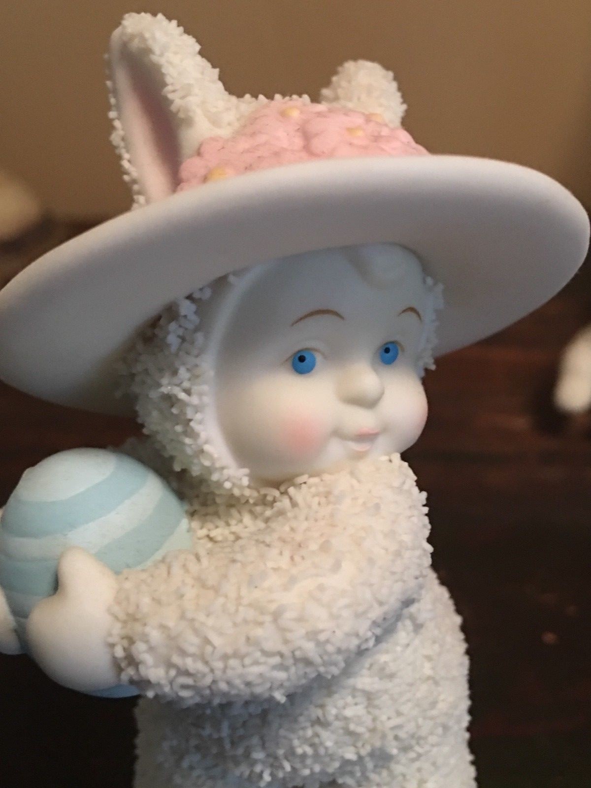 SNOWBABIES Bunny Rabbit Wearing Easter Bonnet and Holding Easter Egg ...