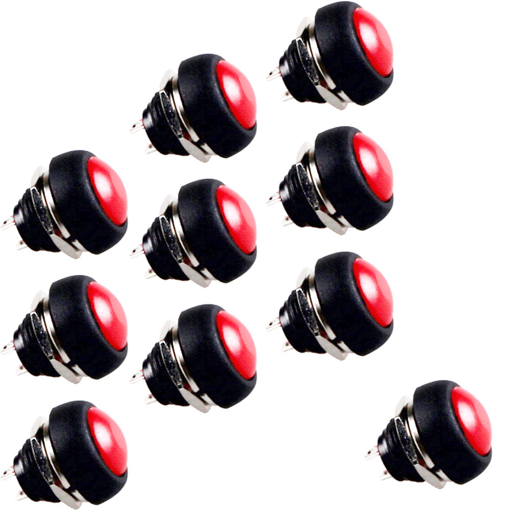 10 X 12mm Red Mini Round Toggle Switch Momentary Push Button Switch ...