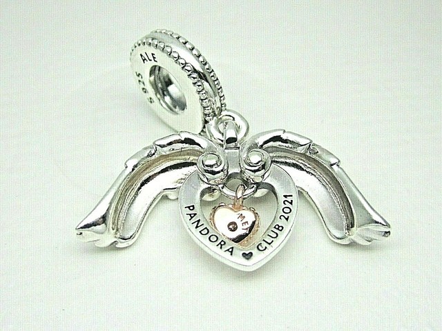 (NEW) AUTHENTIC PANDORA CLUB 2021 ANGEL WINGS & HEART DANGLE CHARM ...