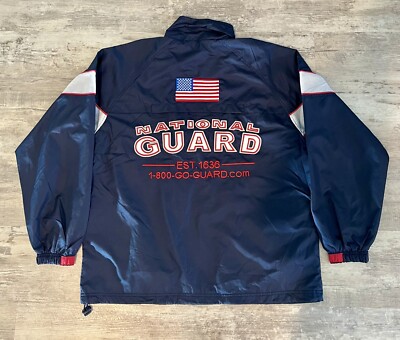 USA National Guard Mens XS Navy Blue Full Zip Embroidered Windbreaker ...
