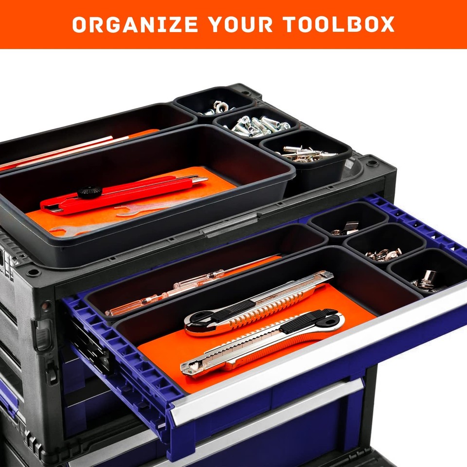 Tool Box Organizer Tray Divider 47 PCS Orange Drawer Storage Garage ...