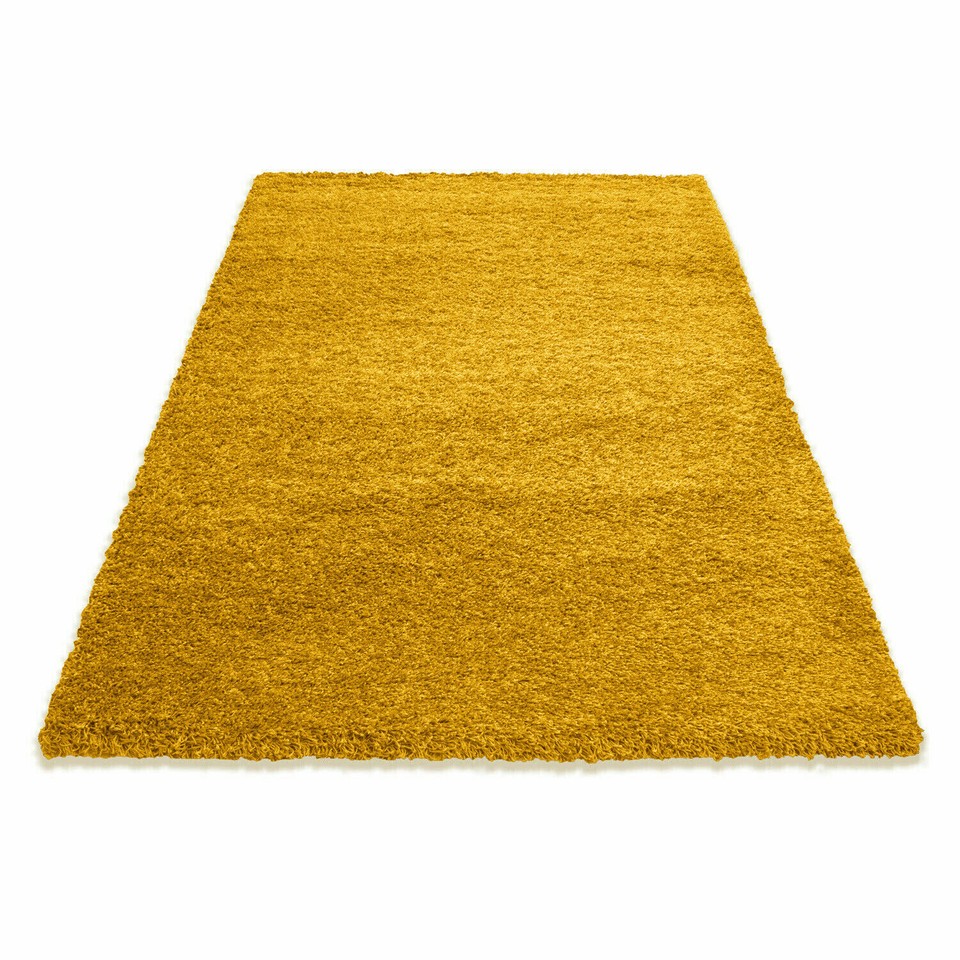 5cm HIGH PILE SMALL LARGE PREMIUM QUALITY SHAGGY RUG OCHRE YELLOW ...