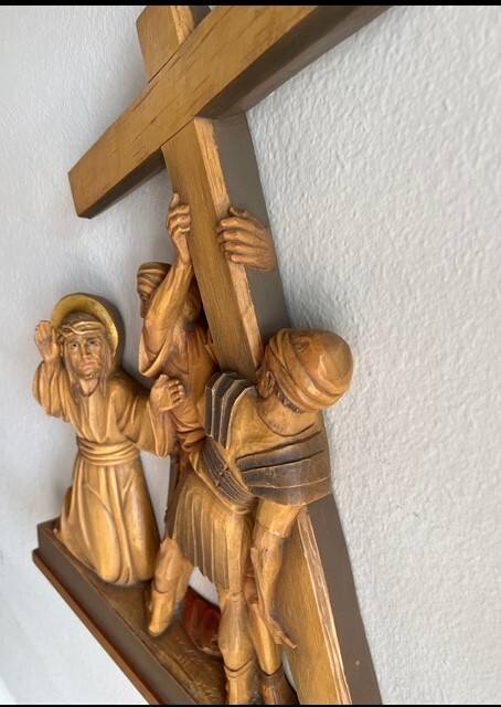 Hand-Carved Italian Wood Religious Scene - The Cross and Stations of ...