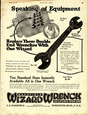 1920 C.E. Wakefield Co Advertisement: Wizard Wrenches - Worcester ...