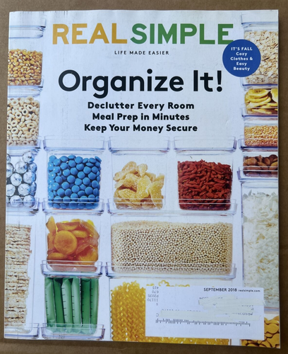 Real Simple September 2018 Organize It! Declutter Every Room, Meal Prep ...