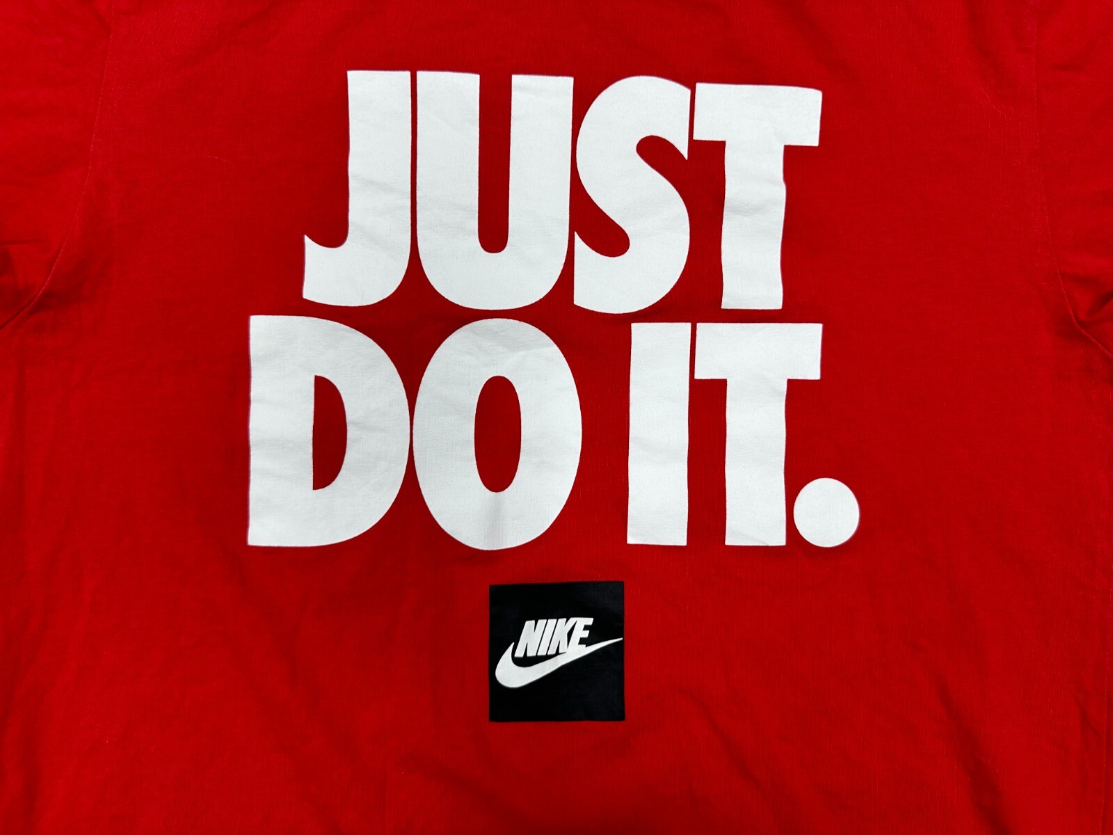 Nike Mens S Red Just Do It Center Swoosh Shirt Cotton Short Sleeve Sports Tee | eBay