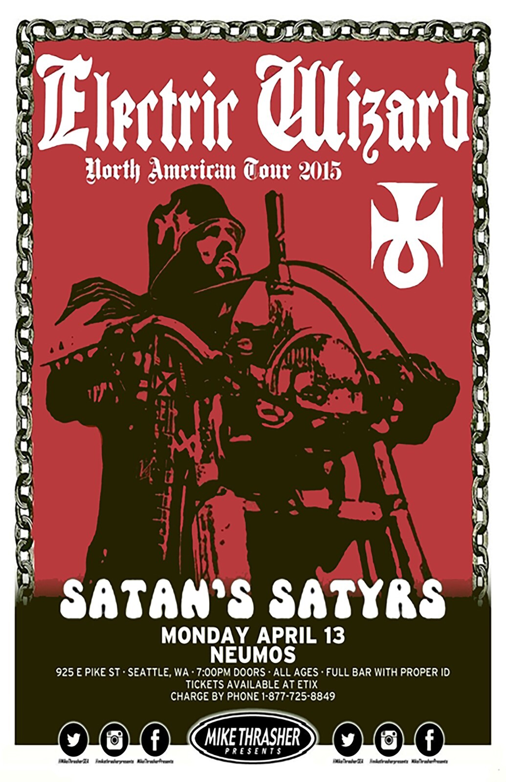 Electric Wizard 2015 Satan's Satyrs Concert Poster 11 X 17 Framed | eBay