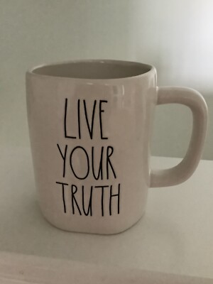 Rae Dunn LIVE YOUR TRUTH Coffee Tea Mug White/Black New | eBay