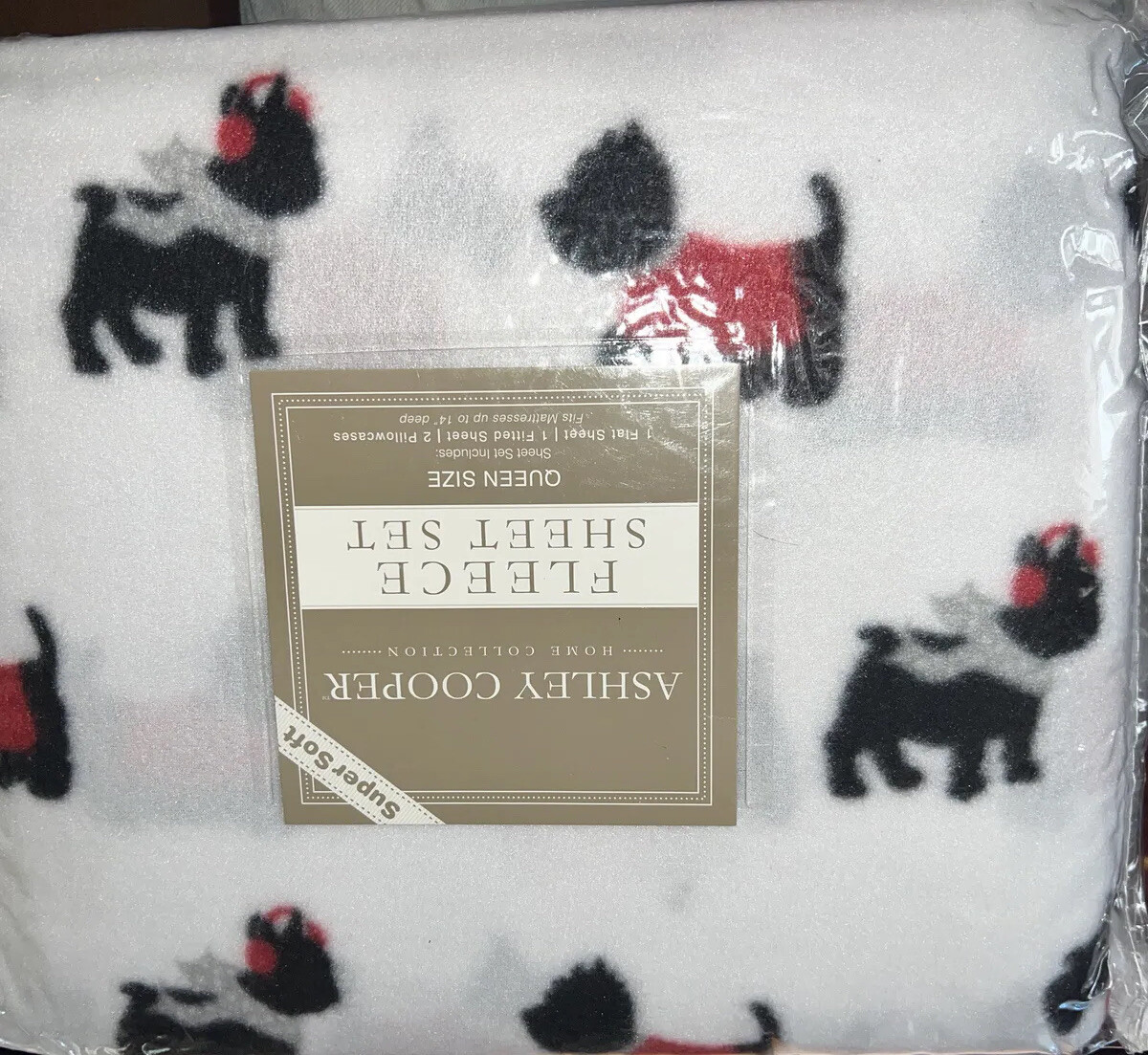 Ashley Cooper Scottie Dogs Queen Fleece Sheet Set New. Scottish Dogs W ...