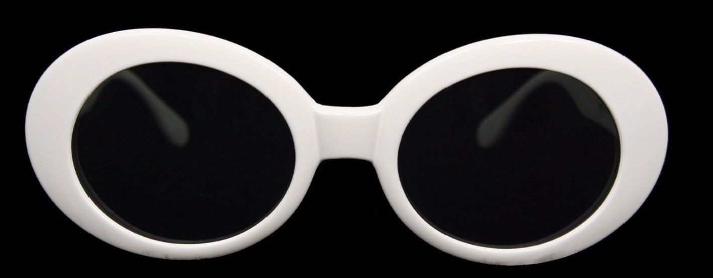 Retro Kurt Cobain Nirvana Oval Lens Aliens Shades White Thick Frame ...
