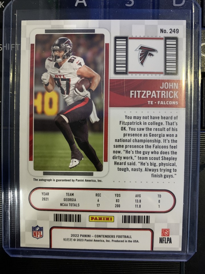 JOHN FITZPATRICK 2022 CONTENDERS ROOKIE TICKET AUTO SP RC #249 FALCONS ...