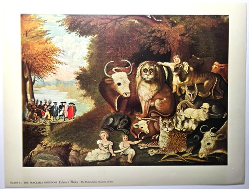 Vintage Fine Art Print Lithograph The Peaceable Kingdom Edward Hicks ...