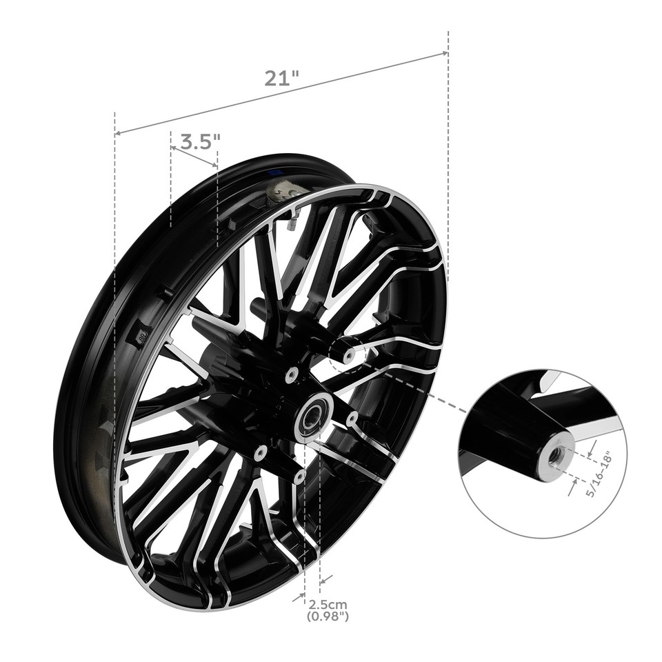 21 Inch Front Wheel Rim Hub Fit For Harley Touring Street Road Glide 08 ...