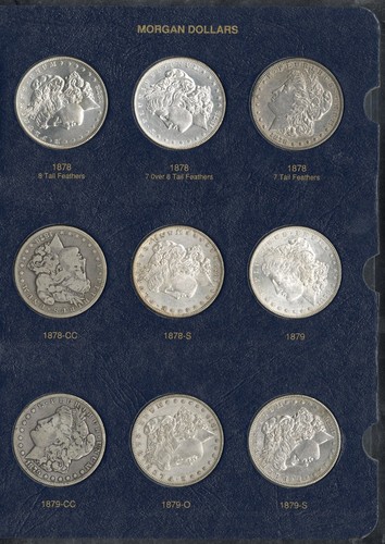 US Coins Morgan Silver Dollar COMPLETE Set Less 2 Coins in Two Albums ...
